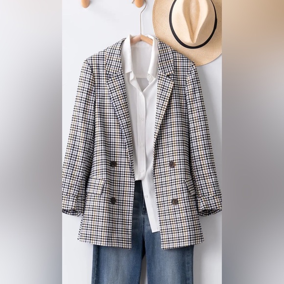 Love Tree | Jackets & Coats | Love Tree Plaid Blazer Double Breasted ...